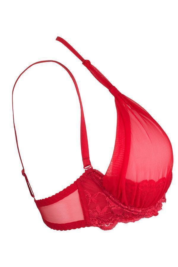 Axami 8761 Cometa Shelf Bra Size Plus Red Lace Sheer Tulle Open Cups | eBay