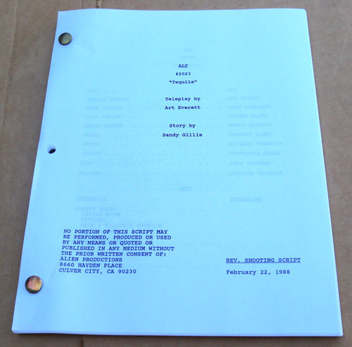RARE VINTAGE 1988 ALF TV SHOW ORIGINAL REVISED SHOOTING SCRIPT S2 E24 ...