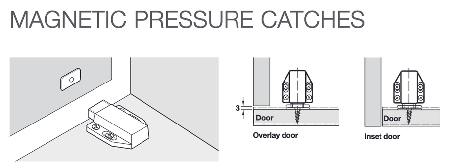 Hafele Magnetic Pressure Catch With Extra Long Throw White / Brown ...