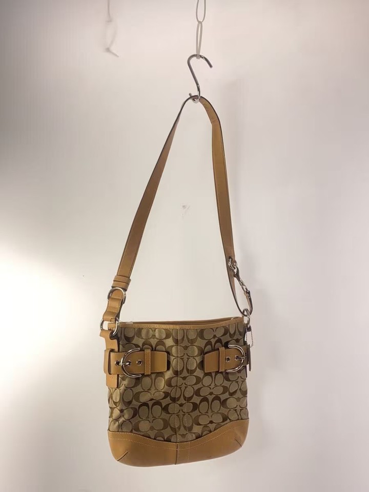 COACH Shoulder Bag_Signature_Beige Leather Canvas BEG | eBay UK