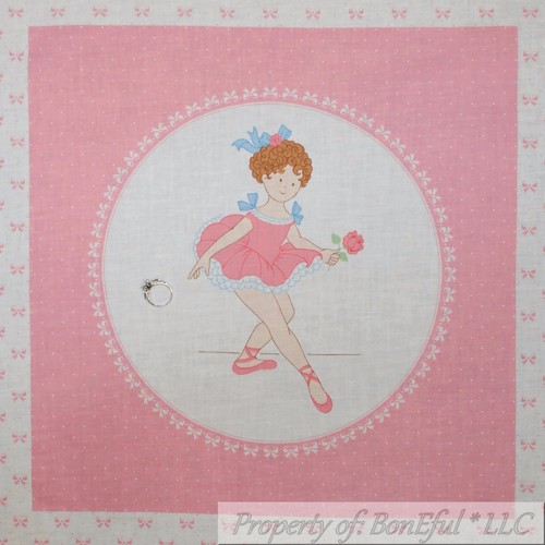 BonEful Fabric FQ Cotton Quilt VTG Ballet Girl Dance Pillow Panel Rose ...