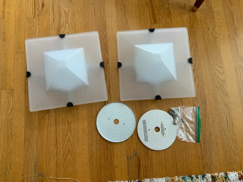 2 Italiana Luxe wall sconces lights frosted glass square shape 14"x14 ...