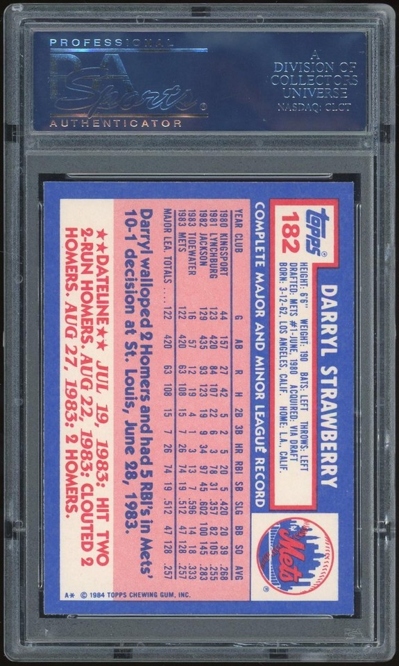 1984 Topps Tiffany #182 Darryl Strawberry PSA 9 *8515 | eBay