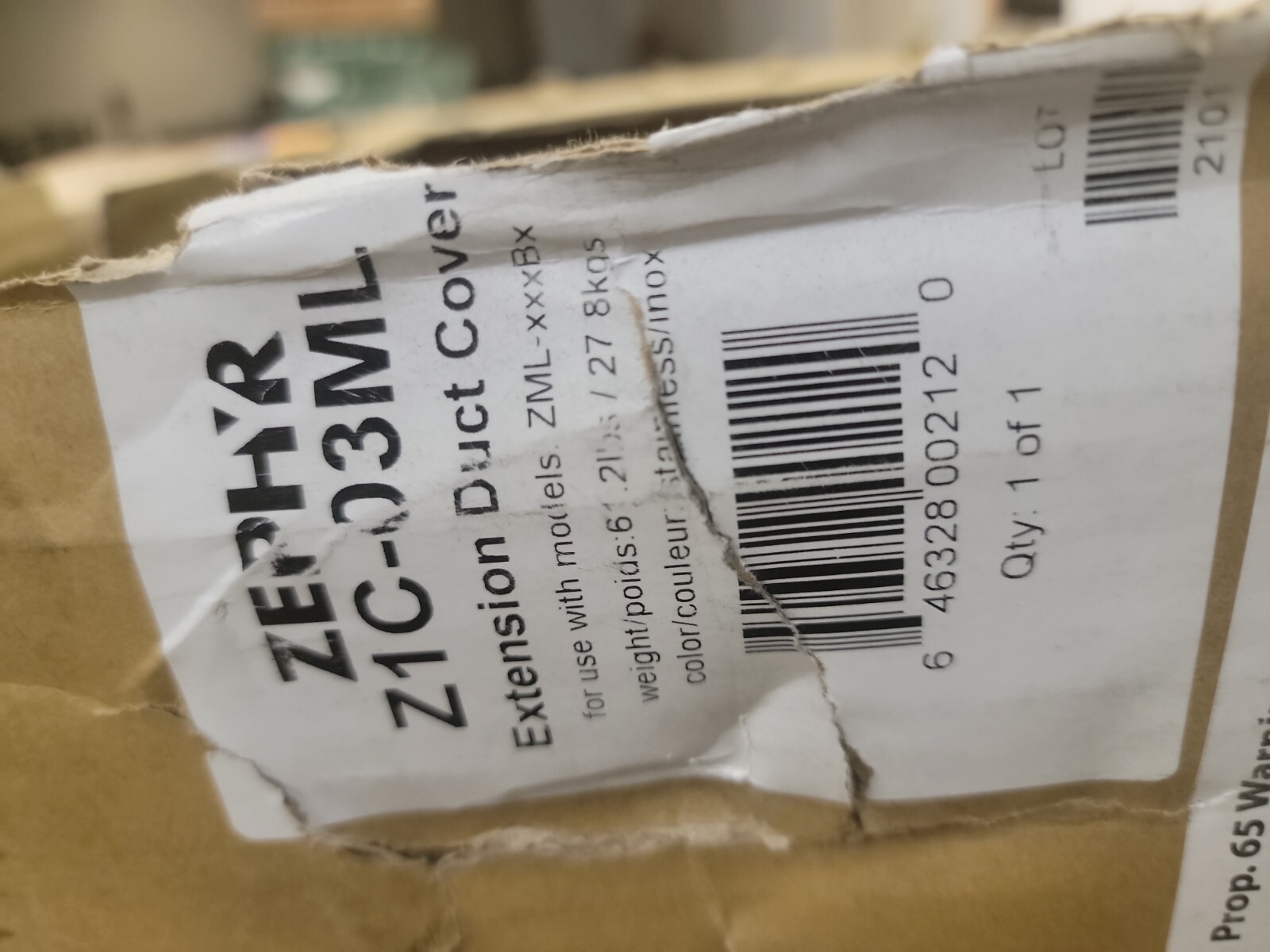 Zephyr Z1C-03ML Duct Cover Extension Stainless Steel for sale online | eBay