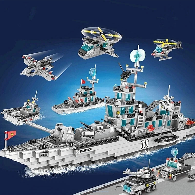 1000pcs Navy War Chariot Ship & Army Plane Model Building Blocks | eBay