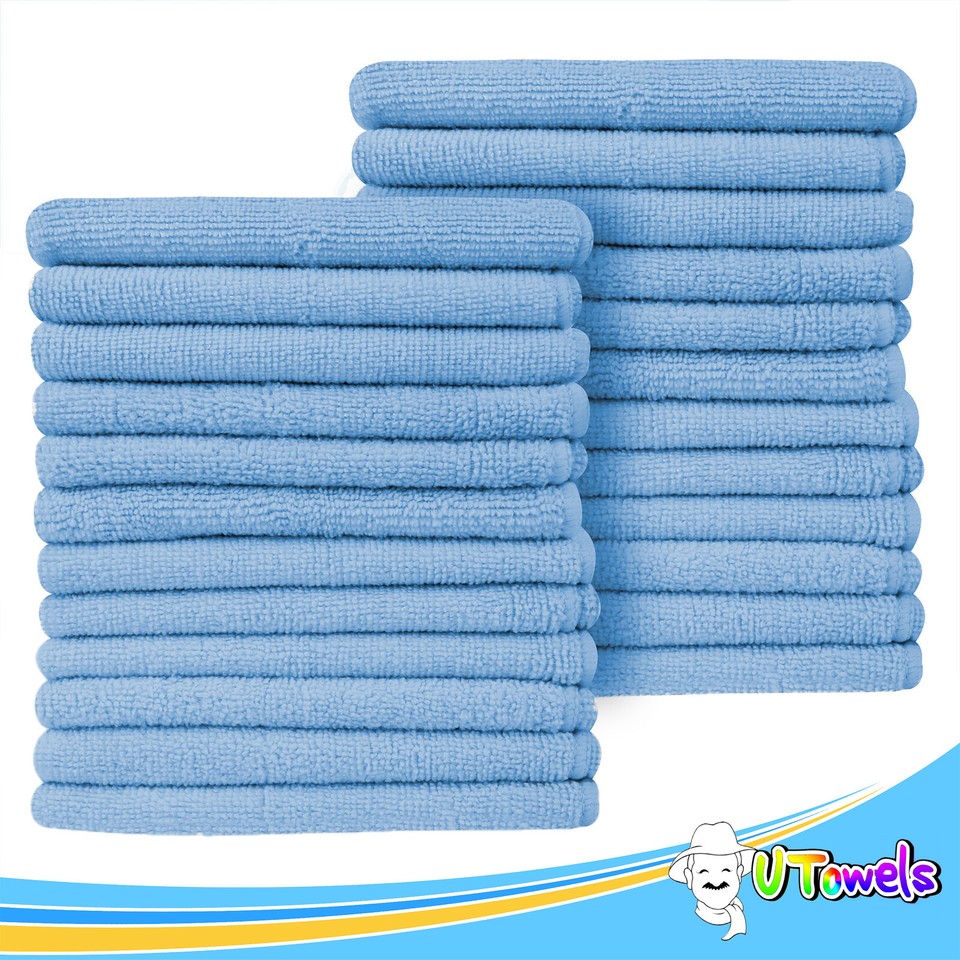 Microfiber Towel 24-PK Cleaning Washcloth Rag for Car Drying House Bath ...