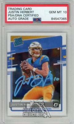Justin Herbert 2020 Donruss Optic Auto Rookie Card #153 PSA/DNA 10 ...