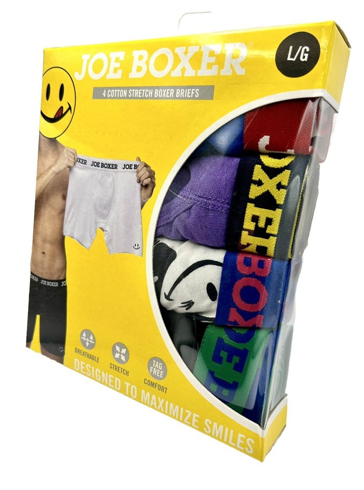 New Joe Boxer Men's 4 Pack Cotton Stretch Boxer Briefs Sizes S, M, L ...