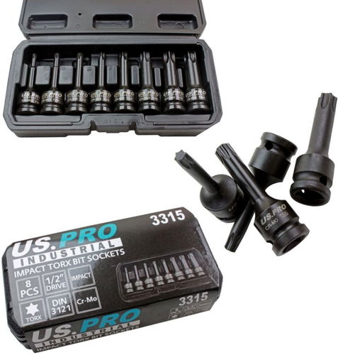 Long Impact Torx Socket Set 8pc 1/2 Inch Dr T30 - T80 US PRO INDUSTRIAL ...
