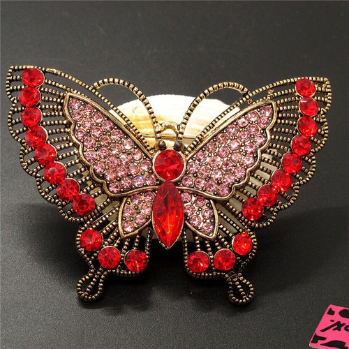 New Fashion Lady Red Crystal Vintage Butterfly Insect Charm Women ...