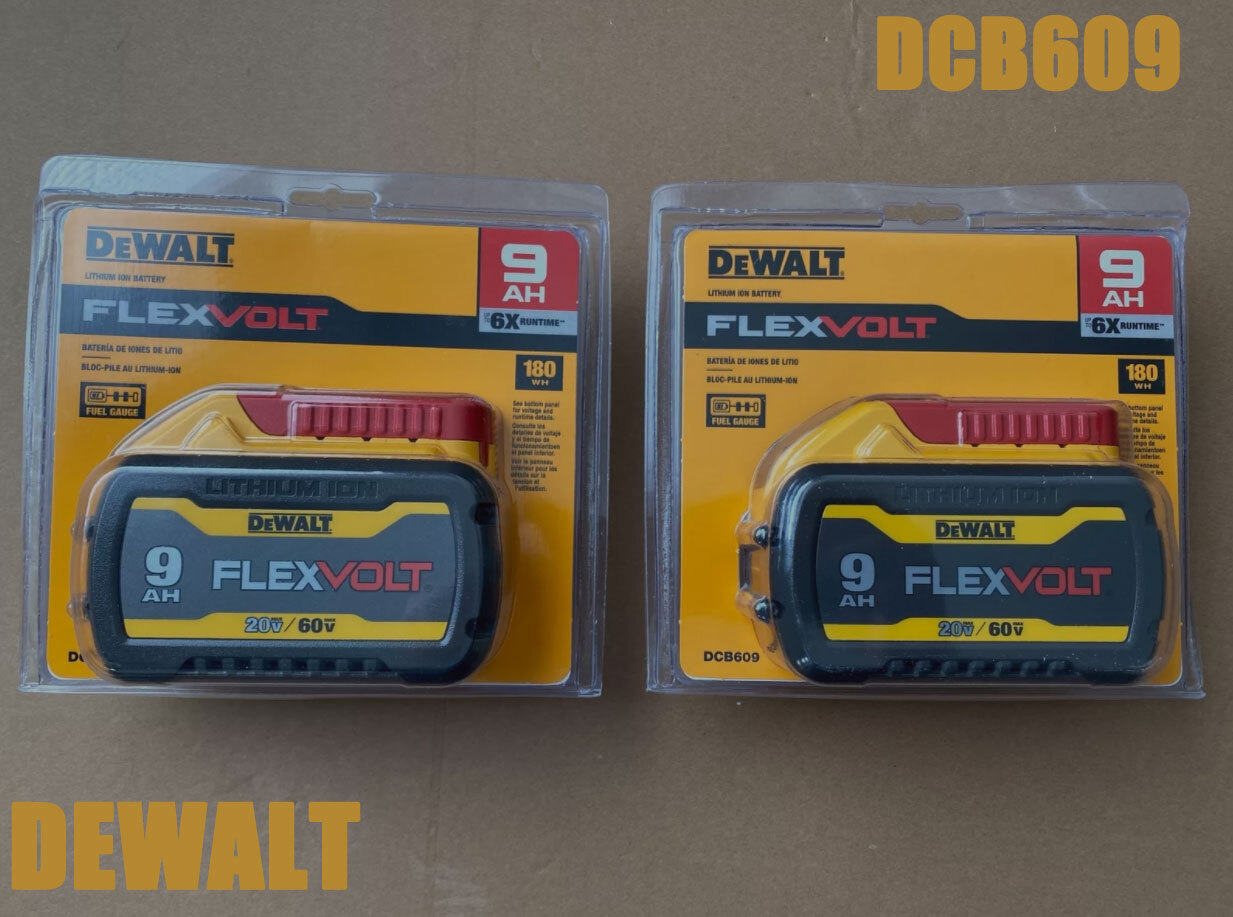 2 PACK DEWALT DCB609-2 FLEXVOLT 20V 60V MAX 9 Ah Li-Ion Battery FREE ...