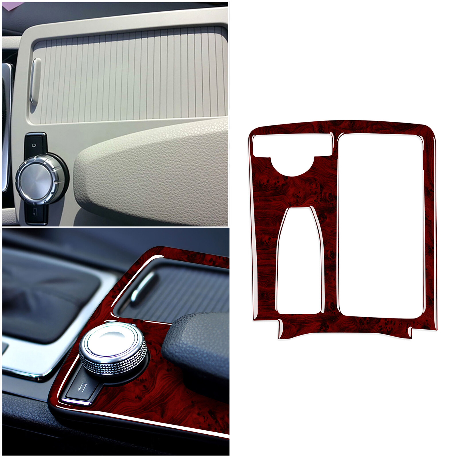 Red Wood Grain Gear Shift Panel Trim For Mercedes Benz W204 2007-13 ...