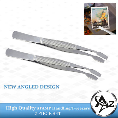 New 2pc Stamp Holding Tweezers, Curved Philately Tweezers * US FREE ...
