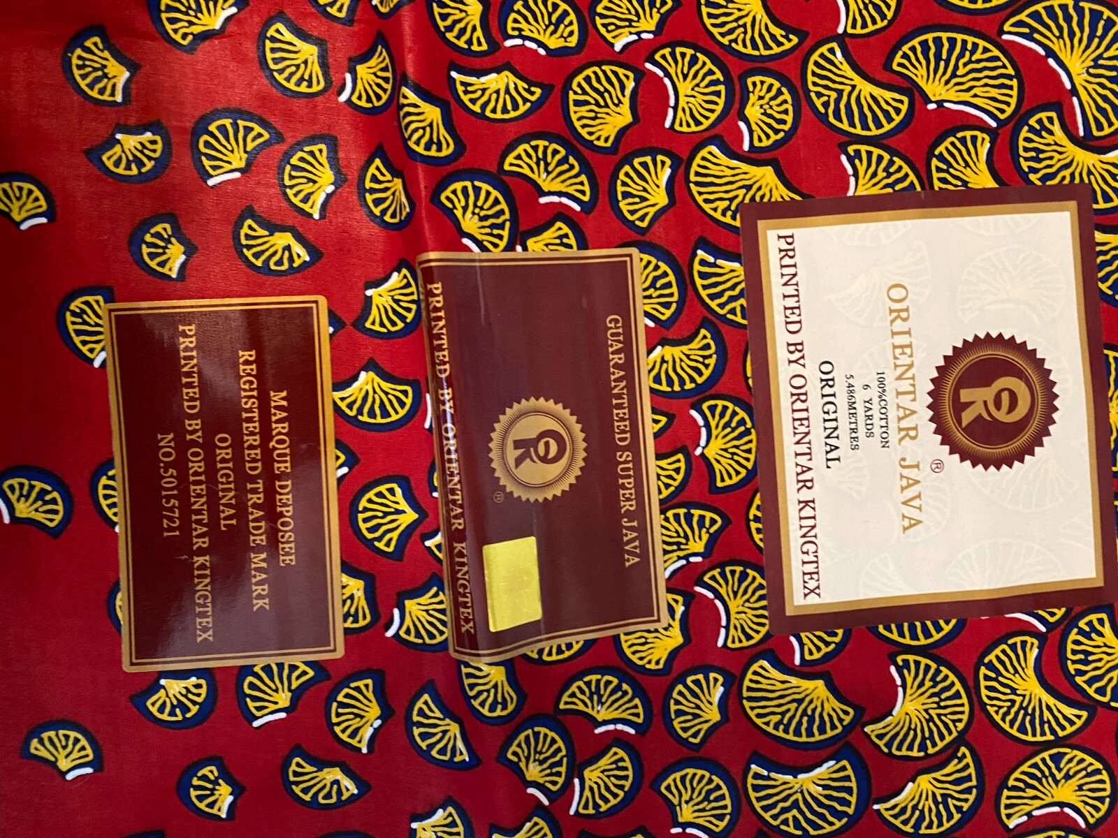 African Wax Block Prints Orientar Kingtex Fabric Vivd Red Yellow Blue ...