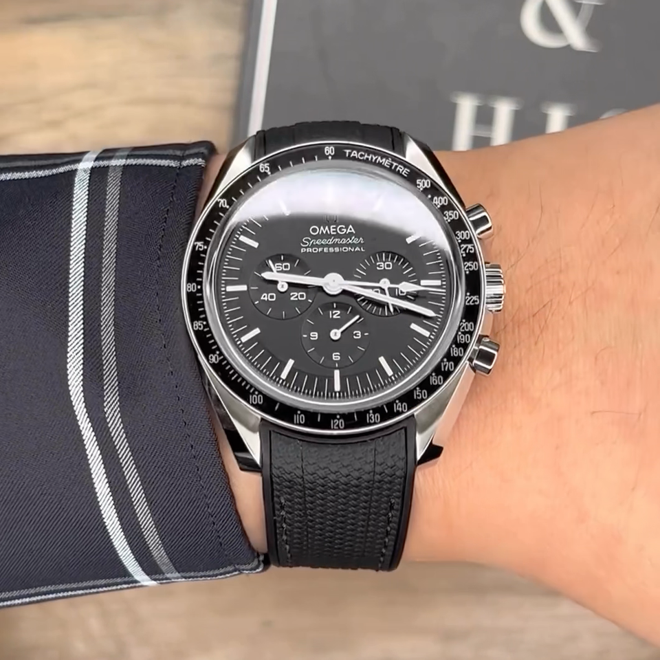 Hybrid Rubber Sailcloth Watch Strap Band Made For Omega Speedmaster ...