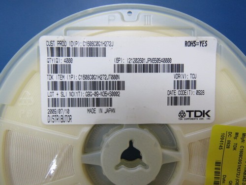 TDK C1608C0G1H272J Qty of 1083 per Lot CAP 2700pF | eBay