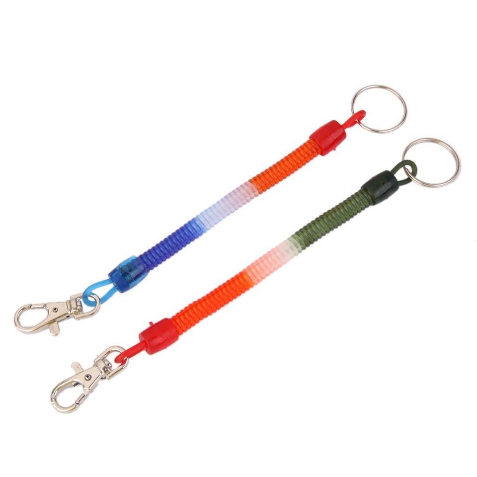 12x Keyring Spiral Plastic Key Chain Stretchy String Key Clip Holder ...