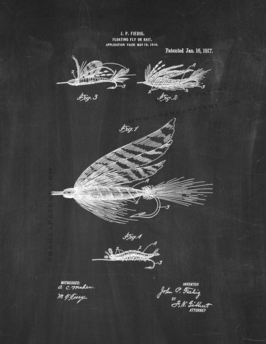 Floating Fly Or Bait Patent Print Chalkboard | eBay