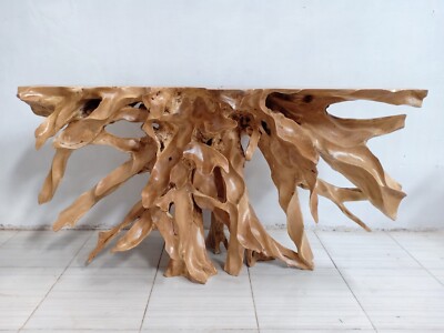 59" Carved Console Table Teak Root wood, One-of-a-kind. | eBay