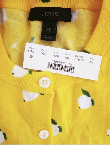 NWT J Crew Jackie Cardigan Sweater XS Lemon Print Bright Yellow | eBay