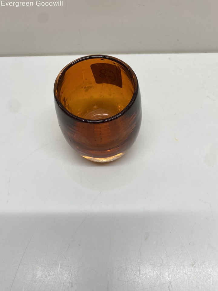 Crate & Barrel Diva Votive Topaz Glass Candle Holder 3" Poland NWT | eBay