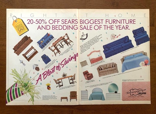 1986 Sears Furniture Vintage Print Ad/Poster Genuine Retro 80s Home Art ...