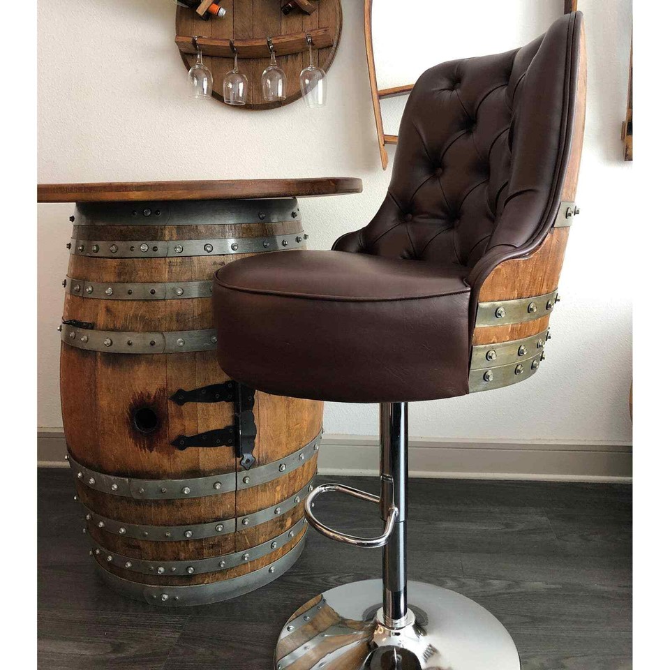 Luxury Wine Barrel Bar Stool (Bar Stool - Pub Stool - Whiskey Barrel ...