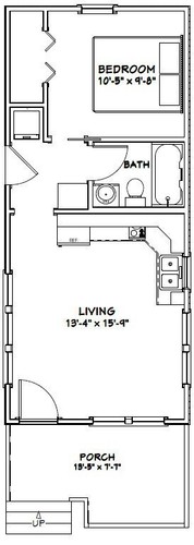 14x32 Tiny House -- 447 sq ft -- PDF FloorPlan -- Model 1T | eBay