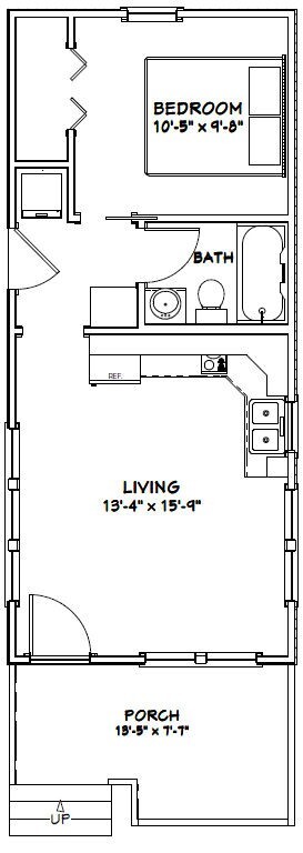 14x32 Tiny House -- 447 sq ft -- PDF FloorPlan -- Model 1T | eBay