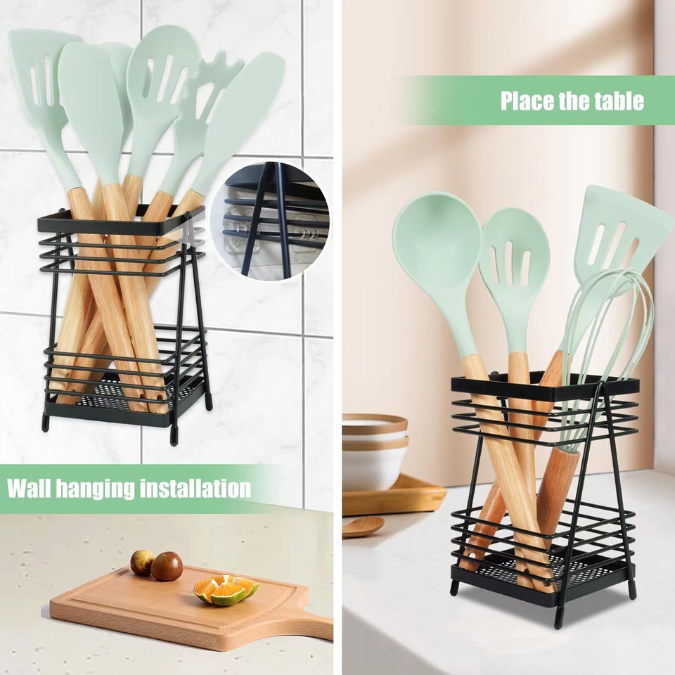 Kitchen Utensil Holder Heavy Duty Metal Utensil Drying Rack Utensil ...