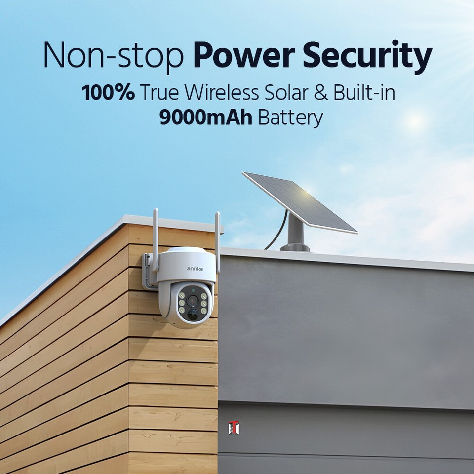 ANNKE 7" Monitor 4MP Wireless PT Security Camera System Solar Powered 2 ...