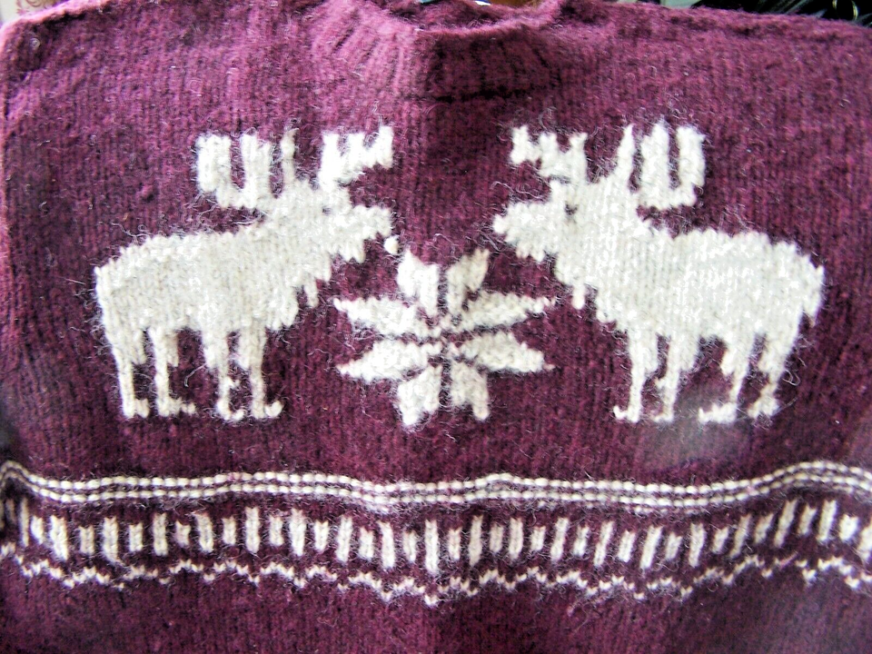 Maroon SWEATER Handknit Abercrombie Forest Bucks Mens Unisex Large wool ...
