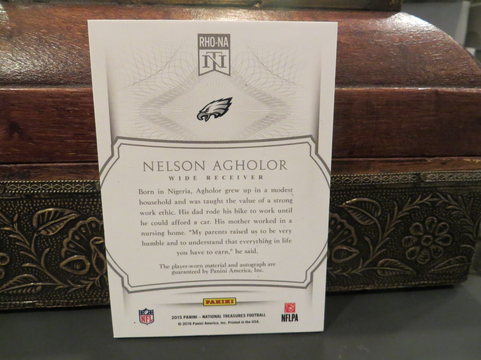 National Treasures Rookie Hats Off Autograph Eagles Nelson Agholor 6/6 ...