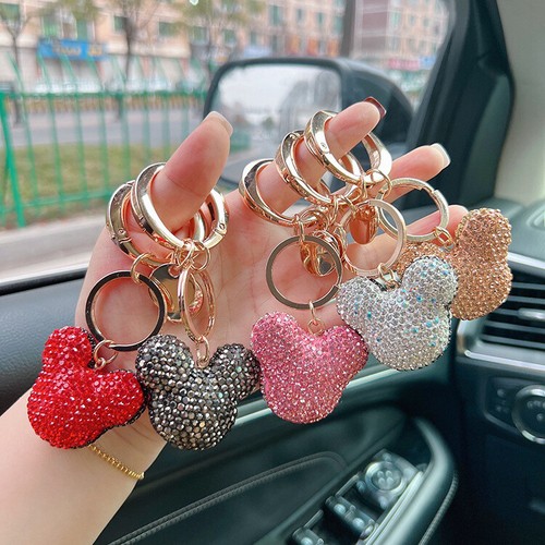 Cute Full Drill Cartoon Car Keychain With Customized Logo Metal Key ...