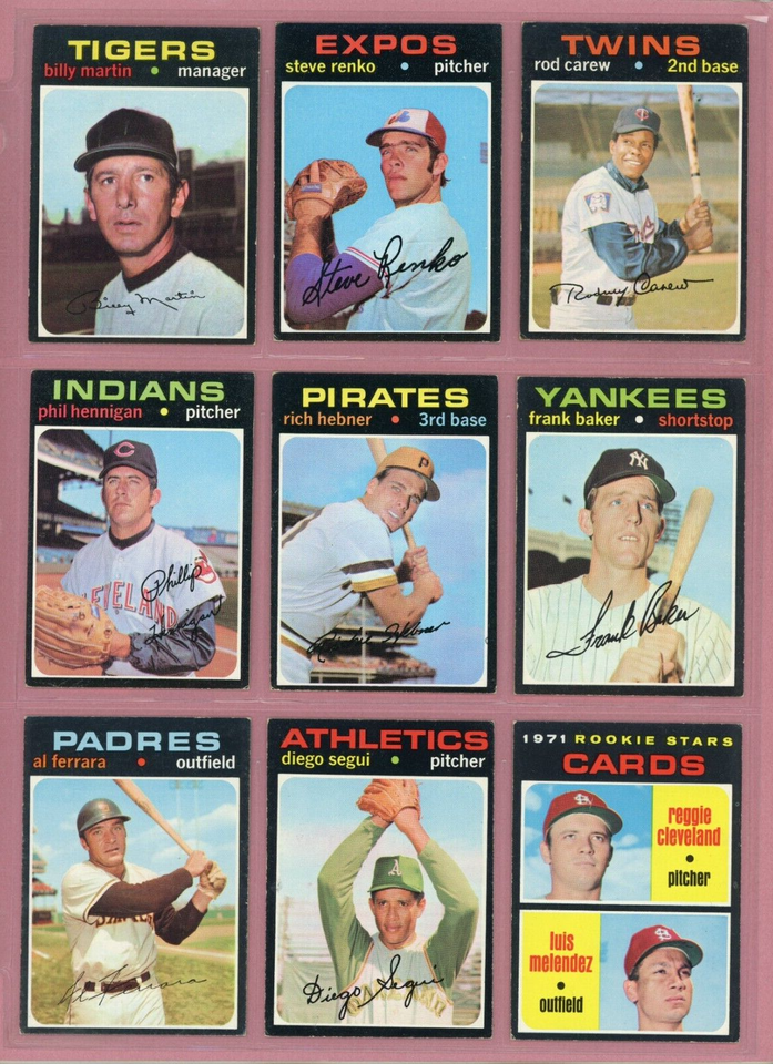 1971 Topps Starter Set Lot of 510 Diff Baseball Cards (# range 1 - 523 ...