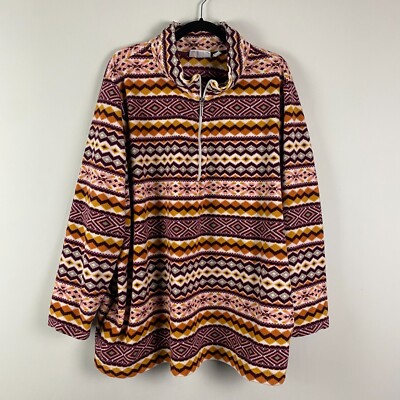 Denim & Co 1/4 Zip Fair Isle Fleece Pullover Size 3X Multicolor | eBay