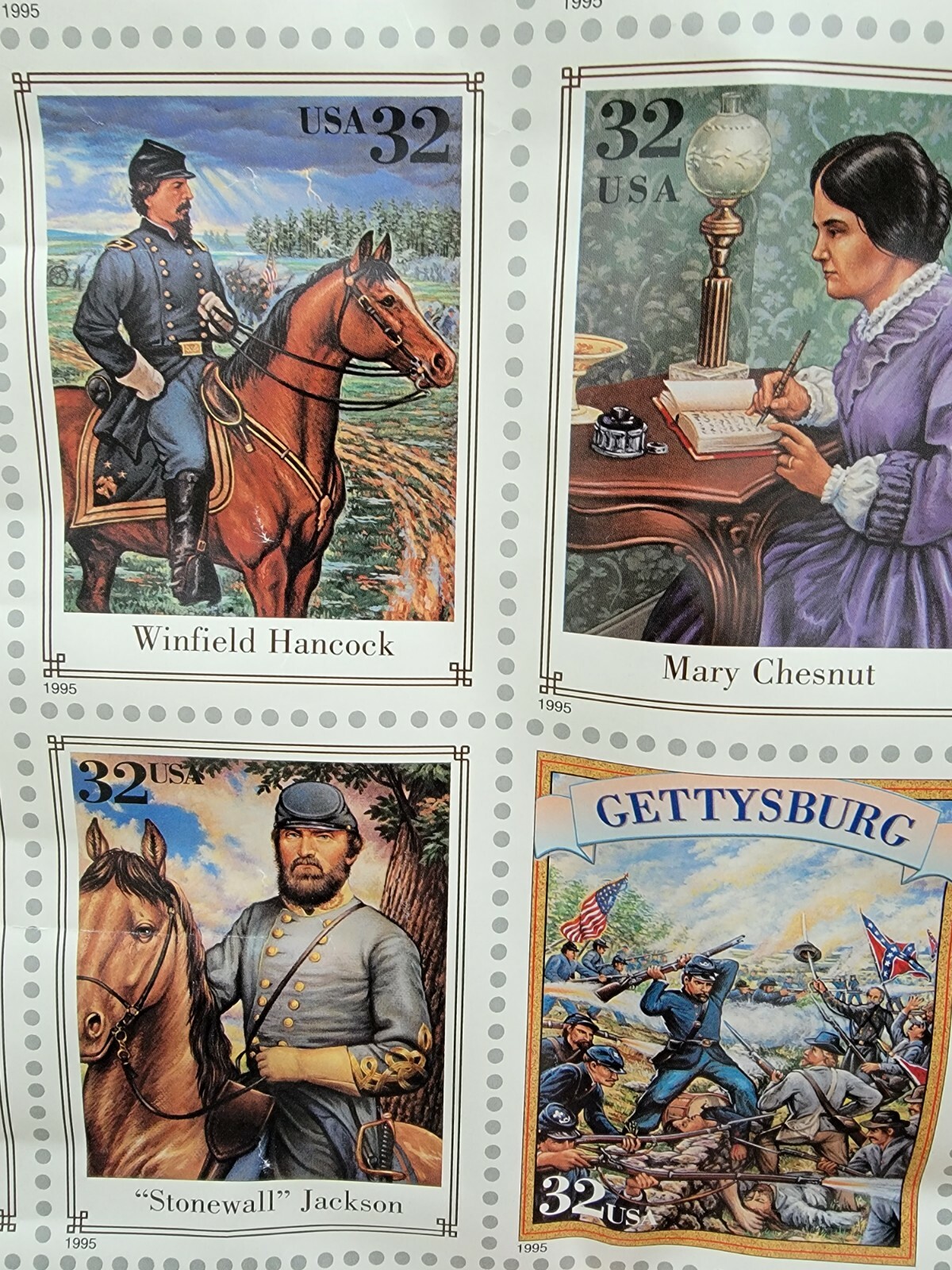 Civil War Commemorative Stamp Poster USPS Rare 36" X 24" w Robert E ...