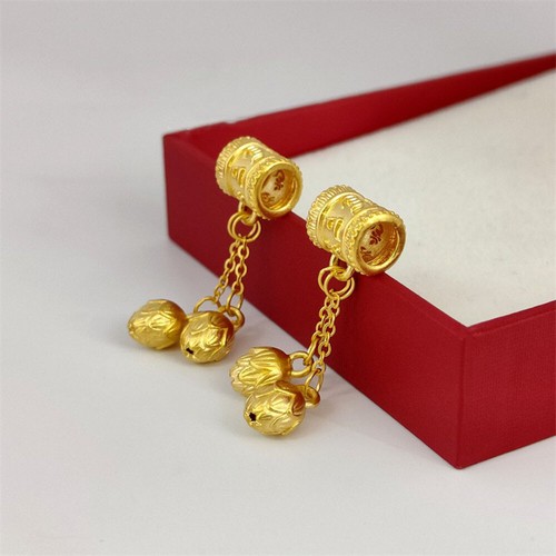 1PC Pure 24K Yellow Gold Women Six-word Motto Tube Bead Lotus Flower ...