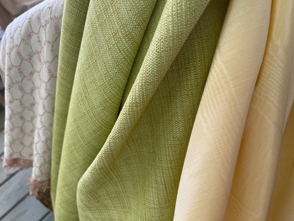 CHARTRUCE UPHOLSTERY FABRIC VINT. LINEN WEAVE SOLD HIGN END PRISTINE 57 ...