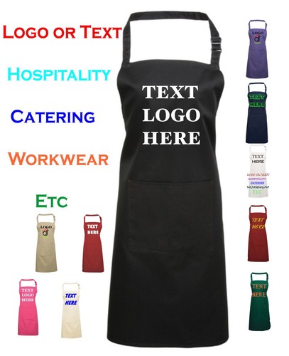 Personalised Custom printed apron Pocket Baking chef cooking Logo Text ...