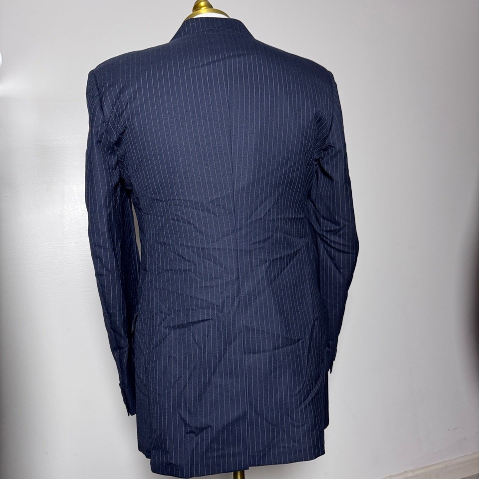 Vintage CMC Cumberland Mens Navy Pinstripe Wool Blend 3 Piece Suit 40R ...