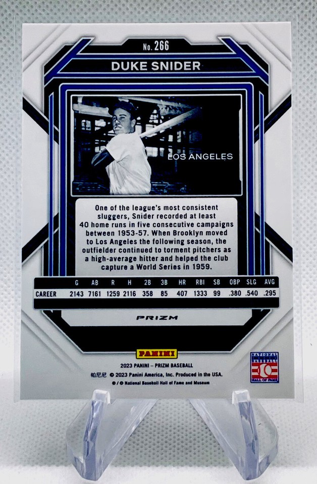 2023 Panini Prizm Duke Snider Silver Prizm Parallel #266 - Los Angeles ...
