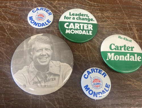 (5) Carter Mondale 1976-80 Vintage Political Campaign Pin Buttons ...