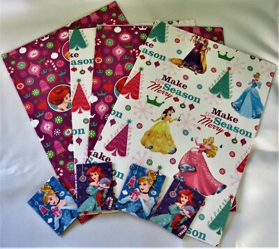 Disney Princesses Christmas Gift Wrap Set 4 Sheets 70 x 50 cm and 4 ...