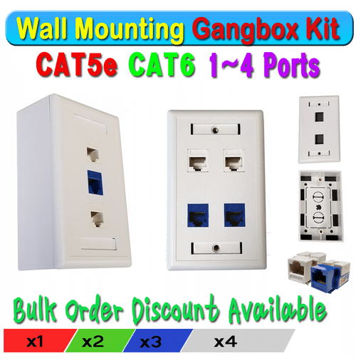 Cat5e Cat6 Network Junction Wall Surface Plate Box Kit Hide Wire Low ...