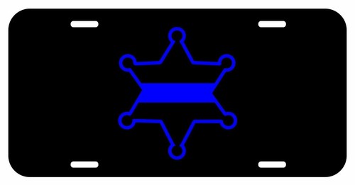 Thin Blue Line Sheriff Badge 6 Point metal license plate tag | eBay