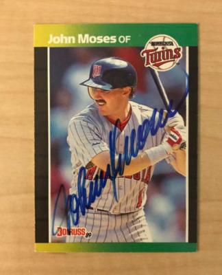 JOHN MOSES MINNESOTA TWINS SIGNED AUTOGRAPHED 1989 DONRUSS CARD #626 W ...