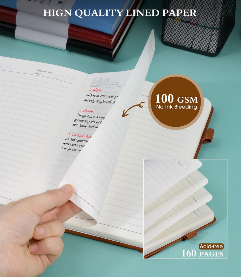 Lined Journal Notebook for Writing A5 100 GSM Thick Paper Leather ...