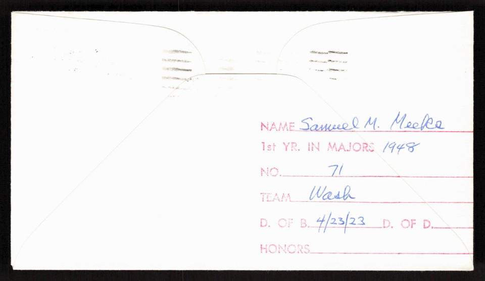 Sammy Meeks Signed 1969 Baseball Stamp Envelope Washington Senators ...