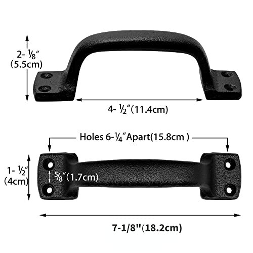 Barn Door Handles Black Cast Iron Gate Handle 7 Inch Rustic Solid Heavy ...